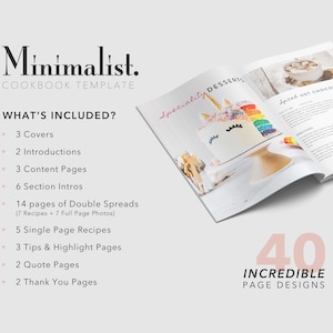 Minimalist Cookbook Template, Editable in Canva, Recipe Ebook Template ...