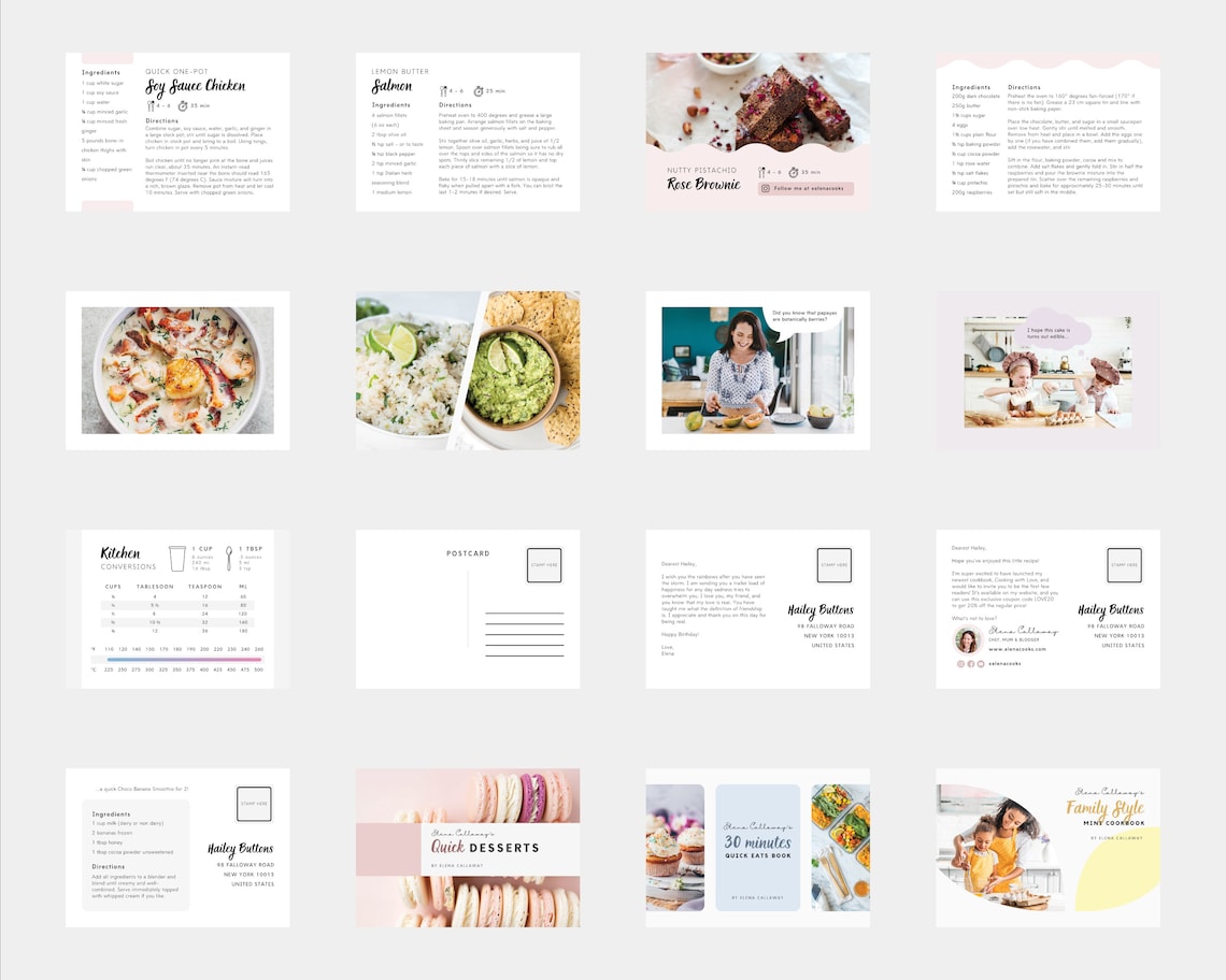 30 Mini Recipe Cards Template Canva Recipe Ebook Template - Etsy