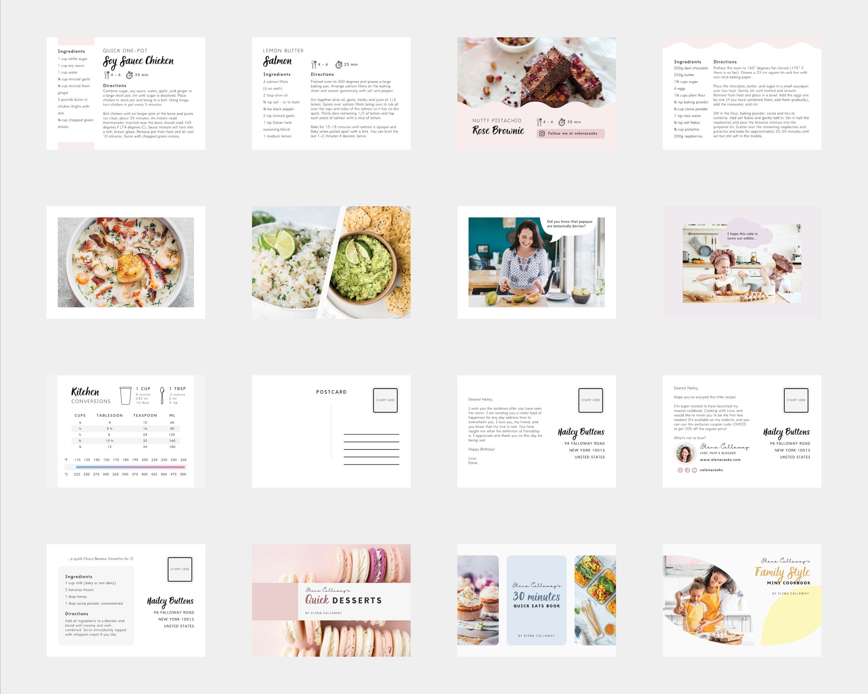 30 Mini Recipe Cards Template, Canva, Recipe Ebook Template, Recipe ...