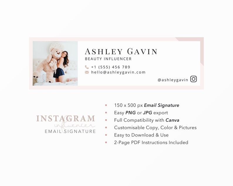 Instagram Influencer Email Signature Template Editable in - Etsy
