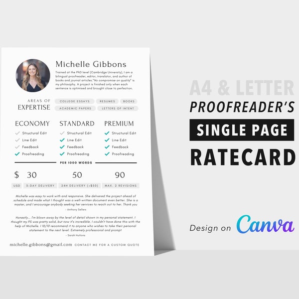 Rate Card Template - Etsy Canada