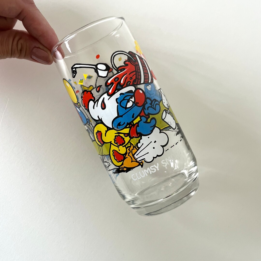 Vintage 1983 Clumsy Smurf Glass - Etsy