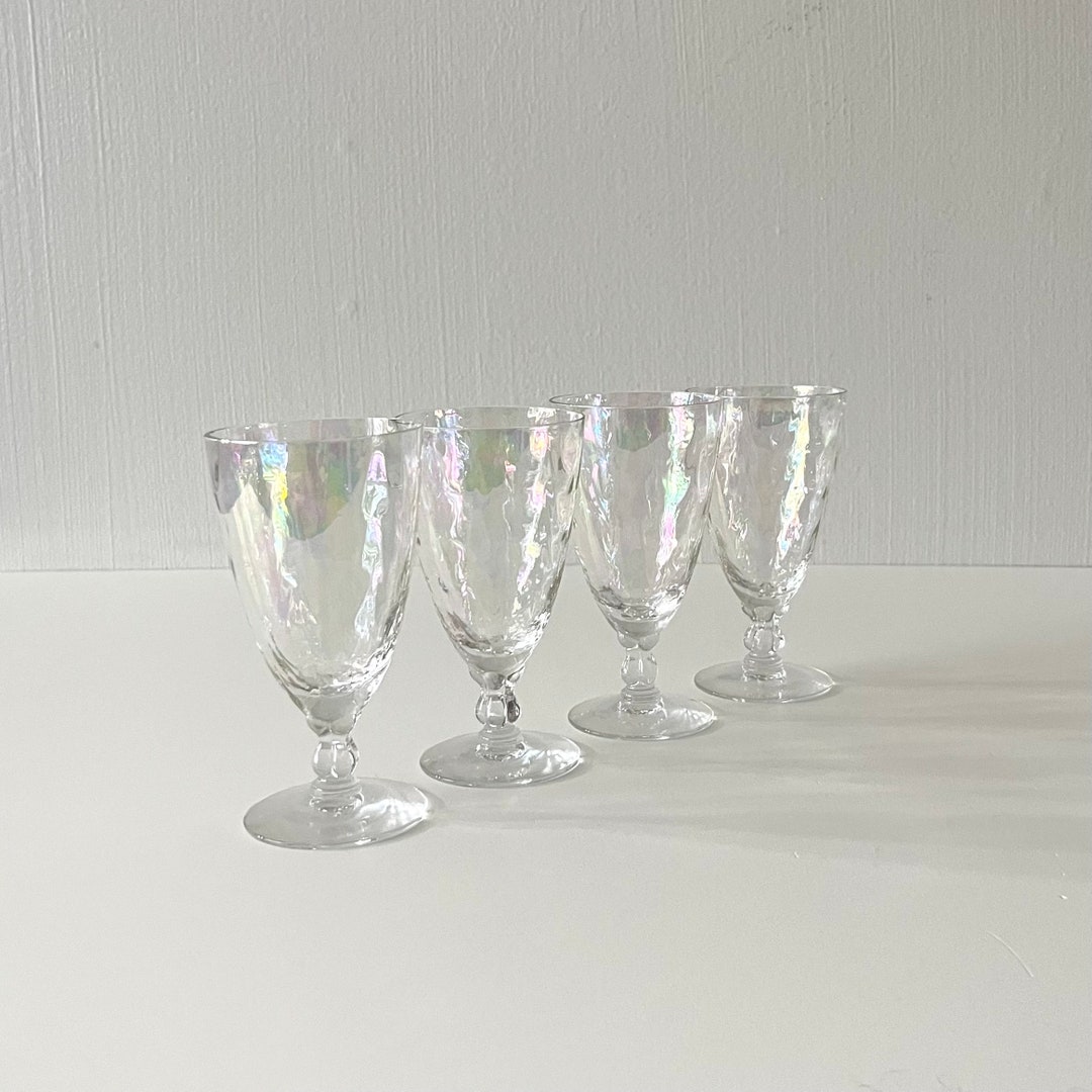 Vintage Fostoria Iridescent Loop Optic Luster Cocktail Glasses - Set of ...