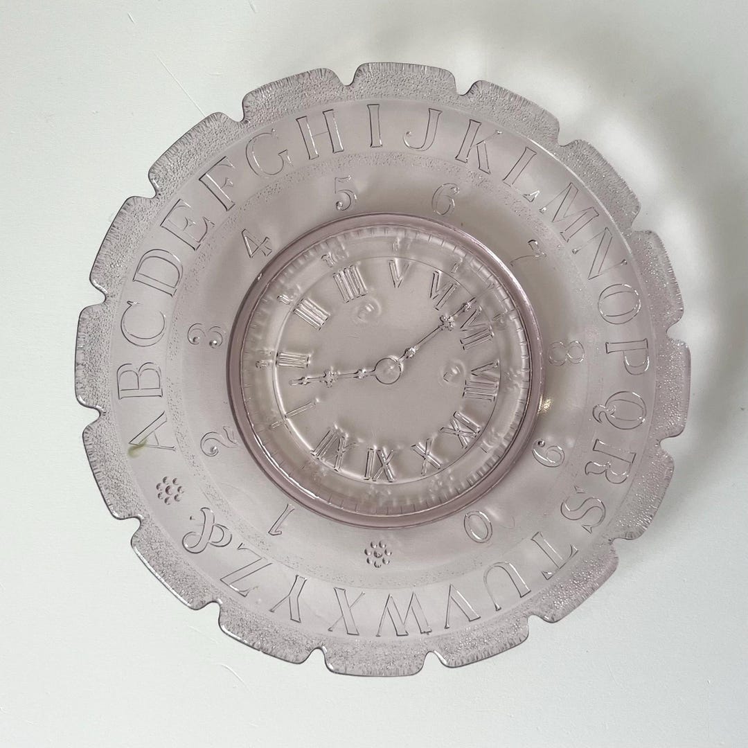 Vintage Alphabet and Number Primer and Time Lavendar Glass Plate - Etsy