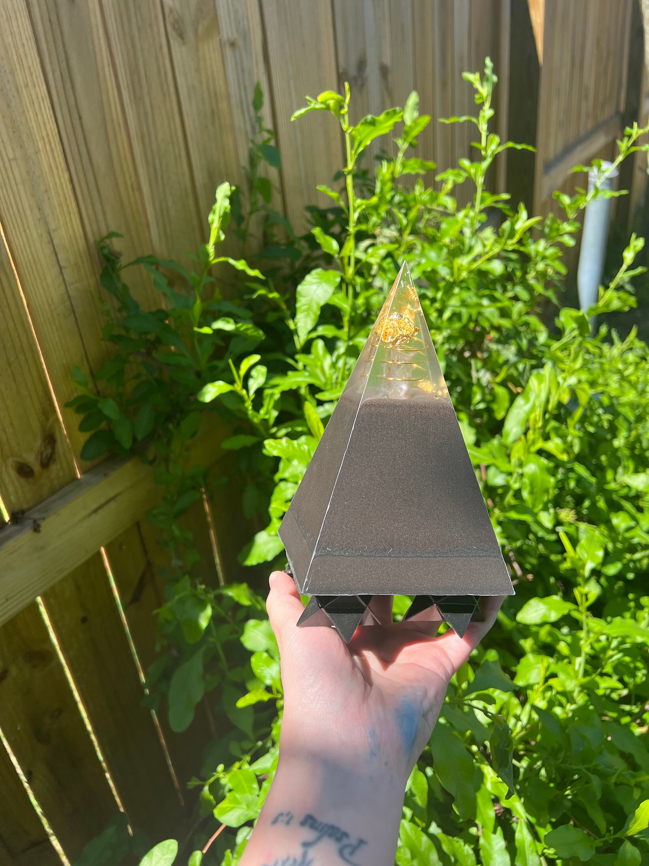 Nubian Orgonite Pyramid 100mm Base With Lemurian Quartz Point, Ormus ...