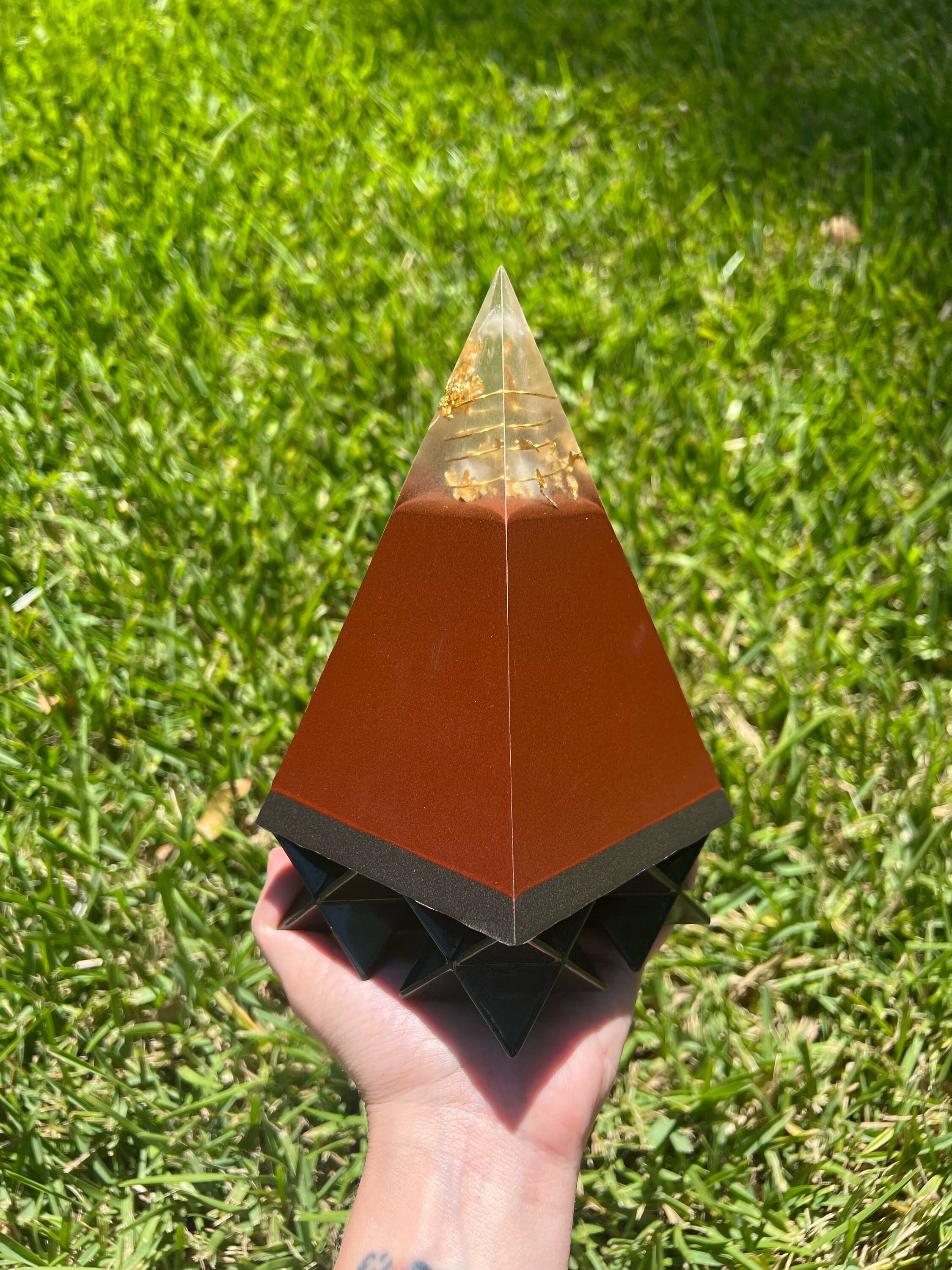 Nubian Orgonite Pyramid 100mm Base With Lemurian Quartz Point, Ormus ...