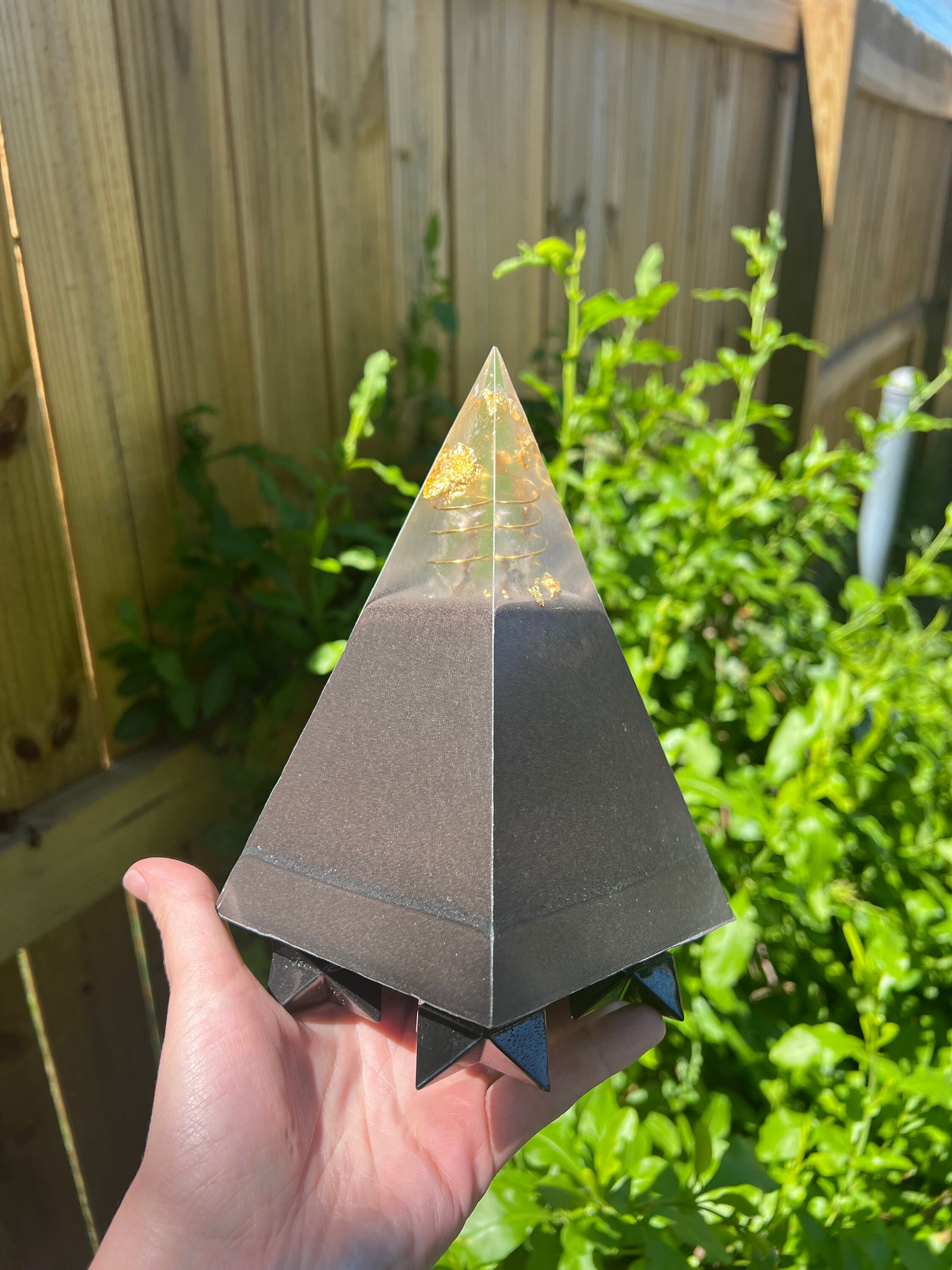 Nubian Orgonite Pyramid 100mm Base With Lemurian Quartz Point, Ormus ...