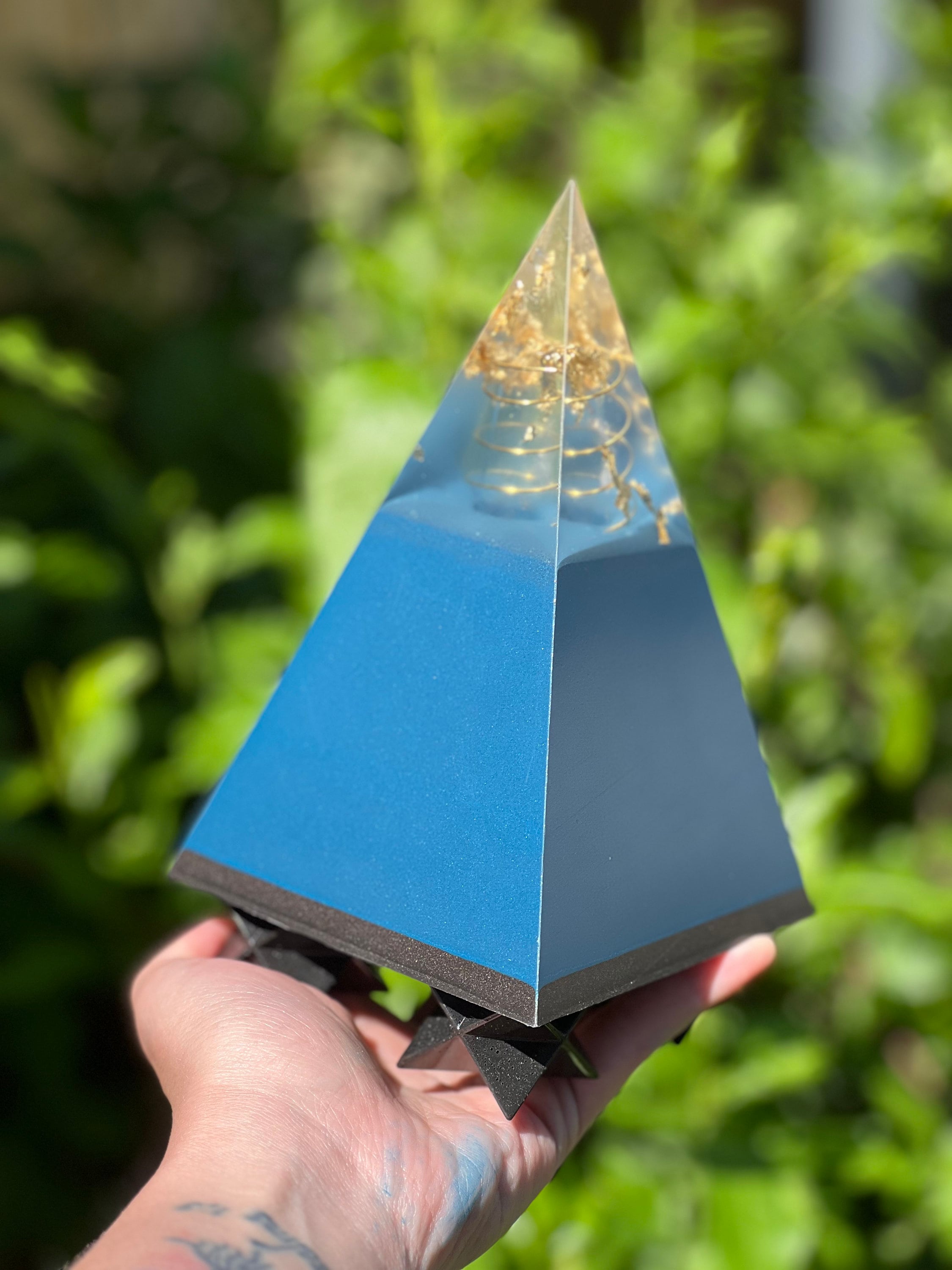 Nubian Orgonite Pyramid 100mm Base With Lemurian Quartz Point, Ormus ...