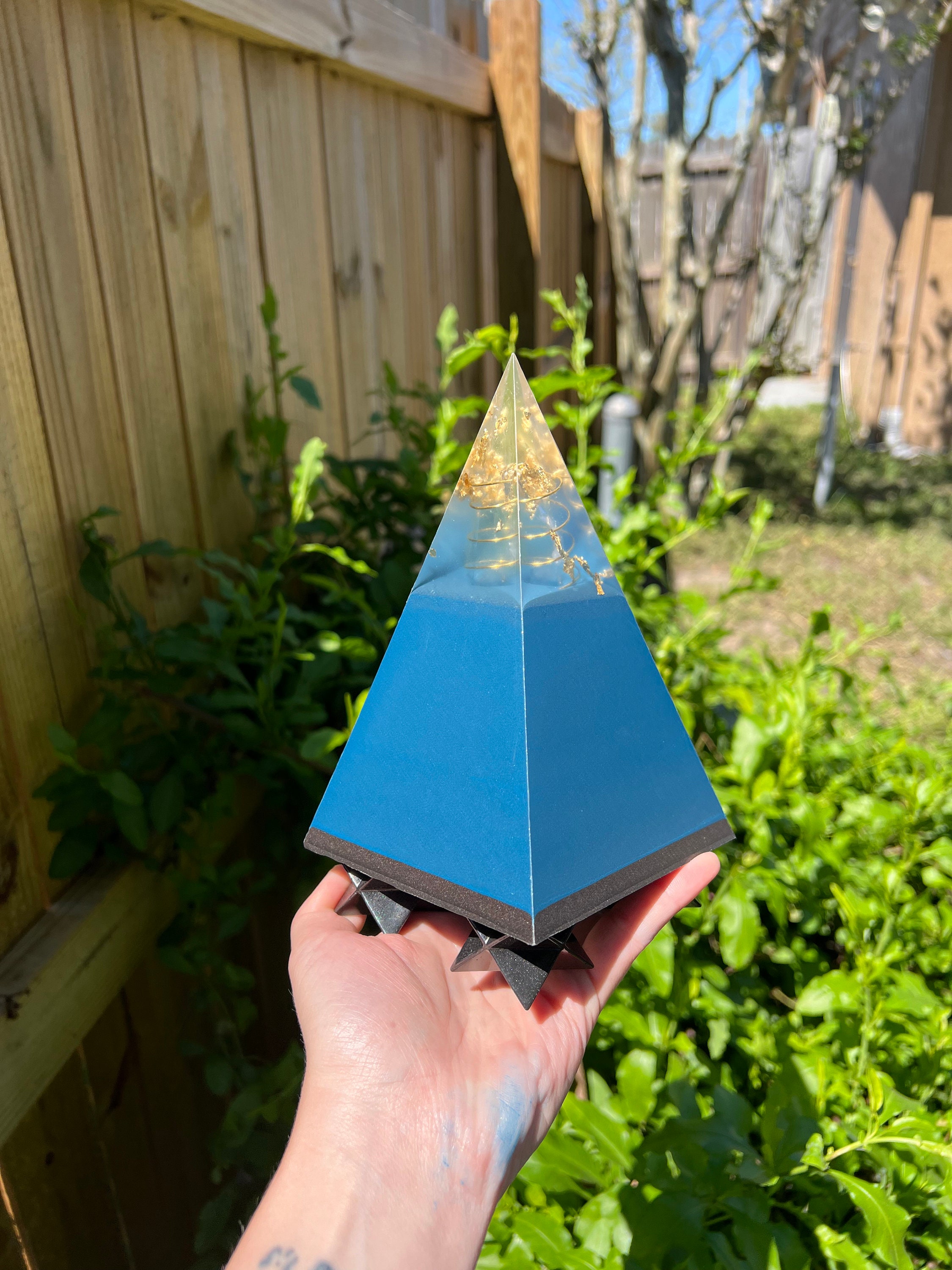 Nubian Orgonite Pyramid 100mm Base With Lemurian Quartz Point, Ormus ...