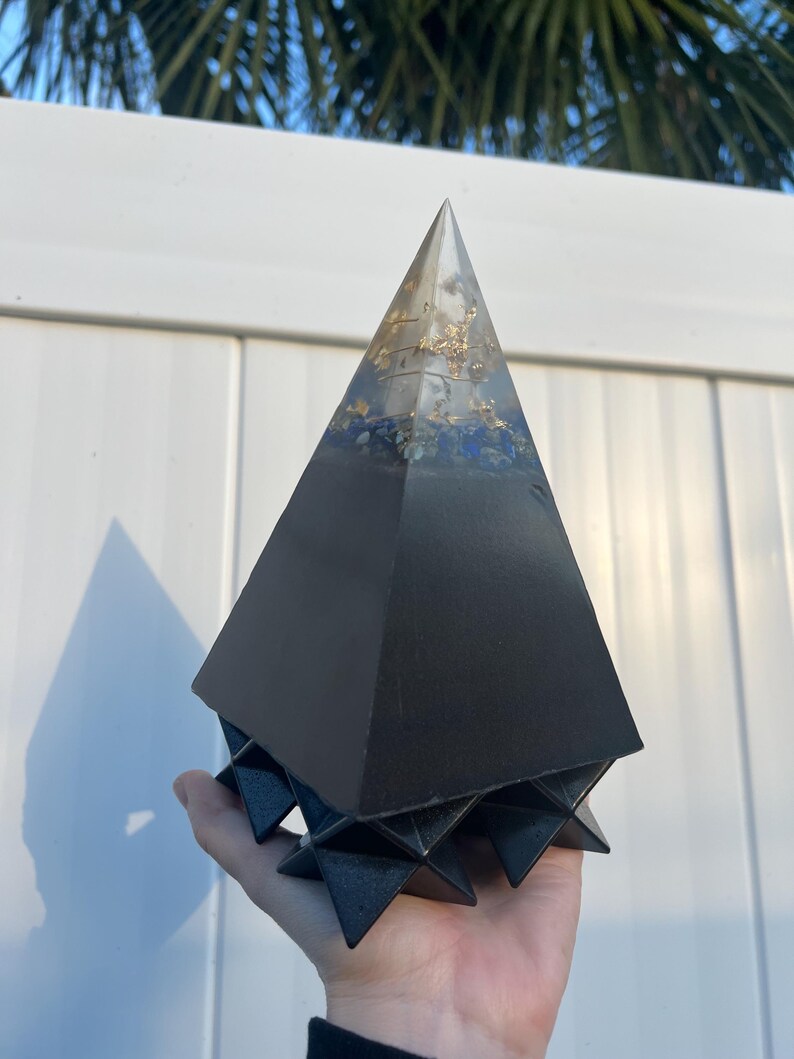 Nubian Orgonite Pyramid 100mm Base With Lemurian Quartz Point, Ormus ...