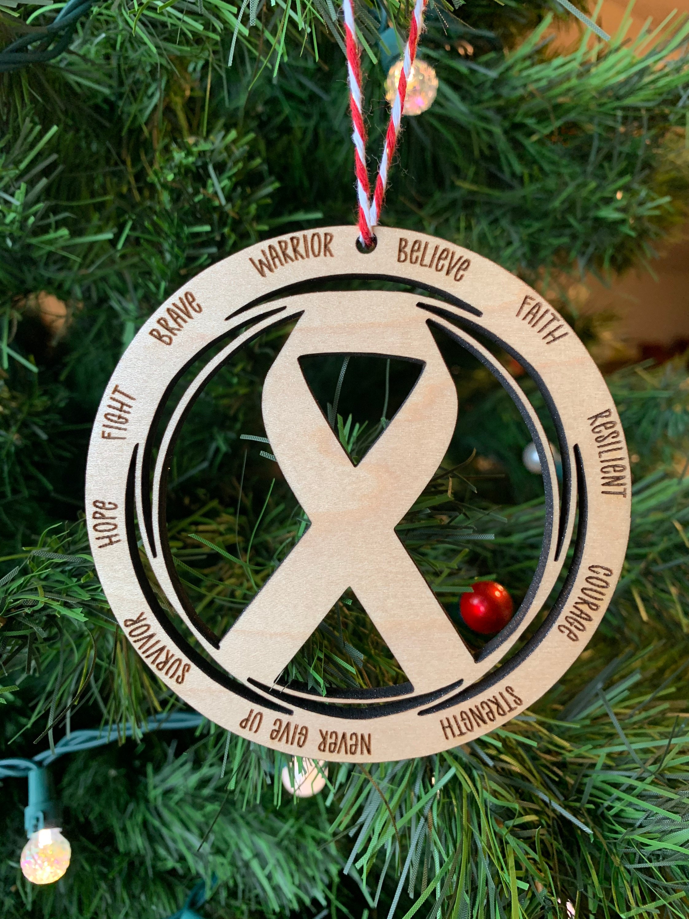 Personalized Cancer Ribbon Christmas Ornament Custom Cancer | Etsy