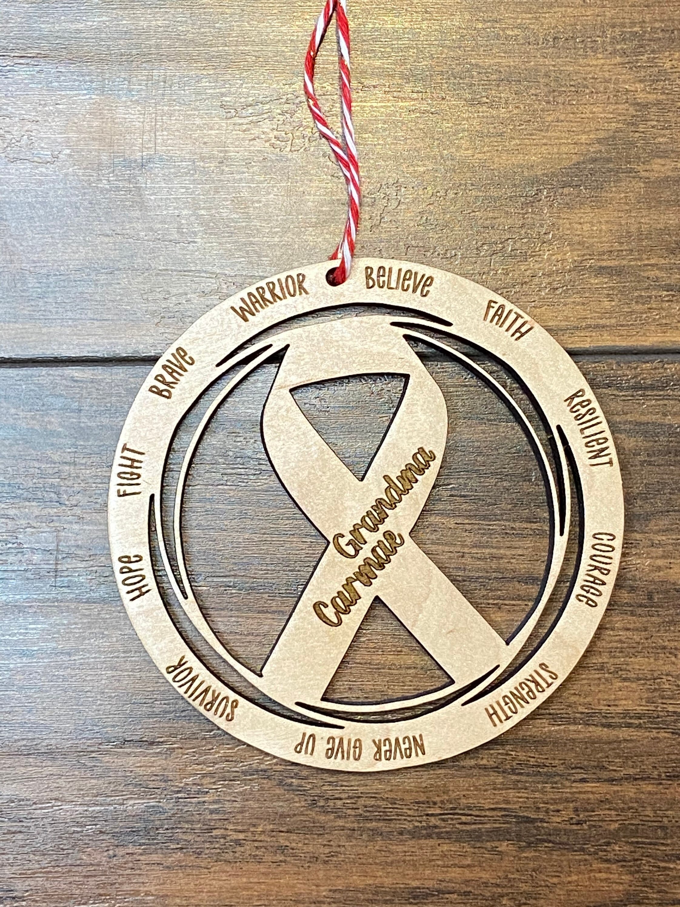 Personalized Cancer Ribbon Christmas Ornament Custom Cancer | Etsy