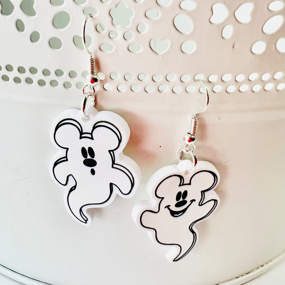 Mickey Mouse Inspired Halloween Two Faced Mickey Ghost Earrings. Mickey ...