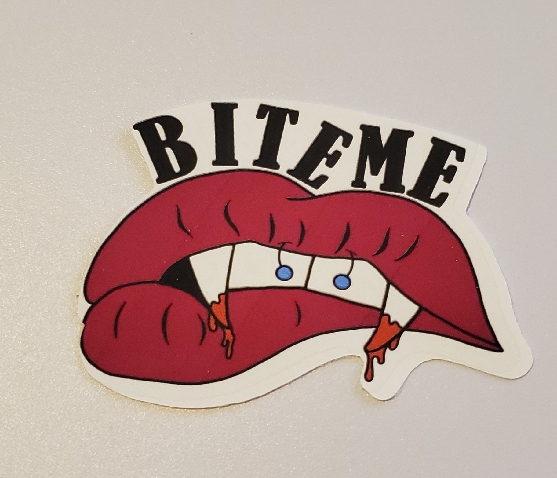 VAMPIRE HALLOWEEN STICKER Lip Decal Vinyl Bite Me Sticker Waterproof ...