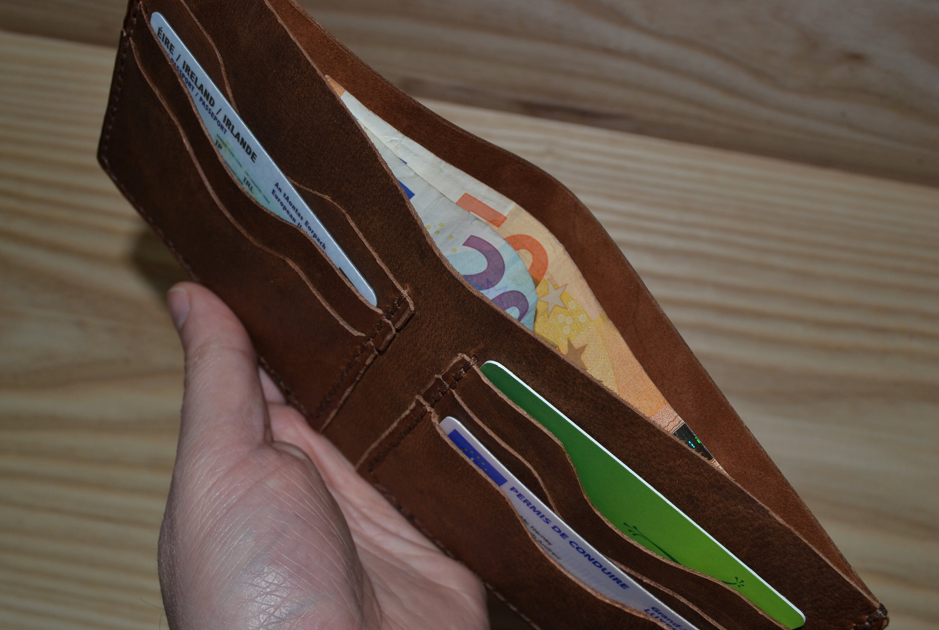 Slim Old-fashioned Leather Bifold Wallet Bifold Billfold - Etsy