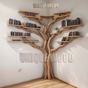 Corner Tree Floor Bookshelf With Bench Decor Wall Mount Floating ...