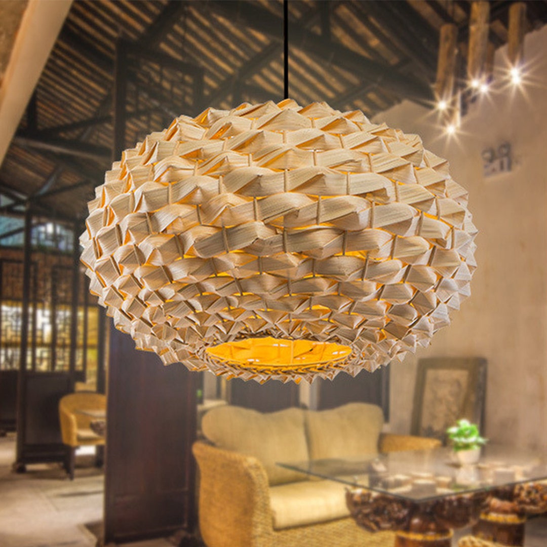 Rattan Lamp Shade-wicker Pendant Light-rattan Chandelier-woven Light ...