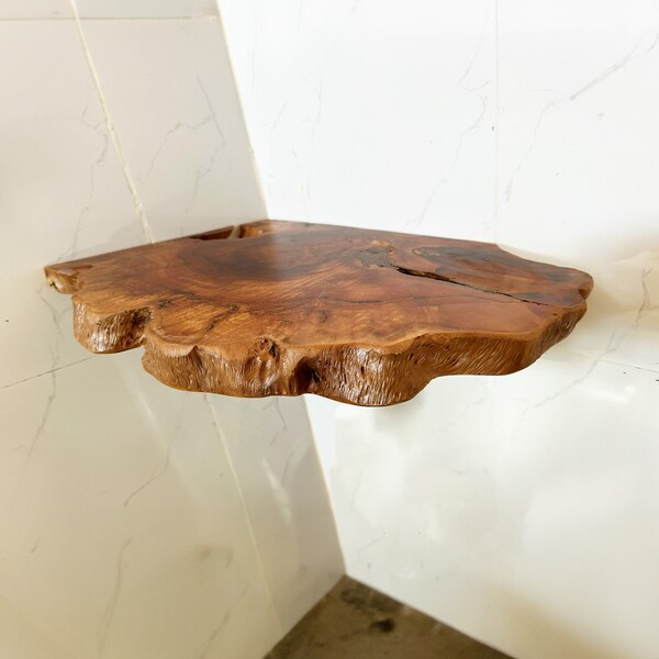 Wood Live Edge Corner Shelf - Etsy