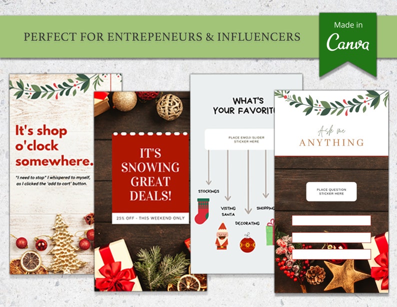 30 CHRISTMAS Canva Instagram Template Bundle - Instagram Stories ...