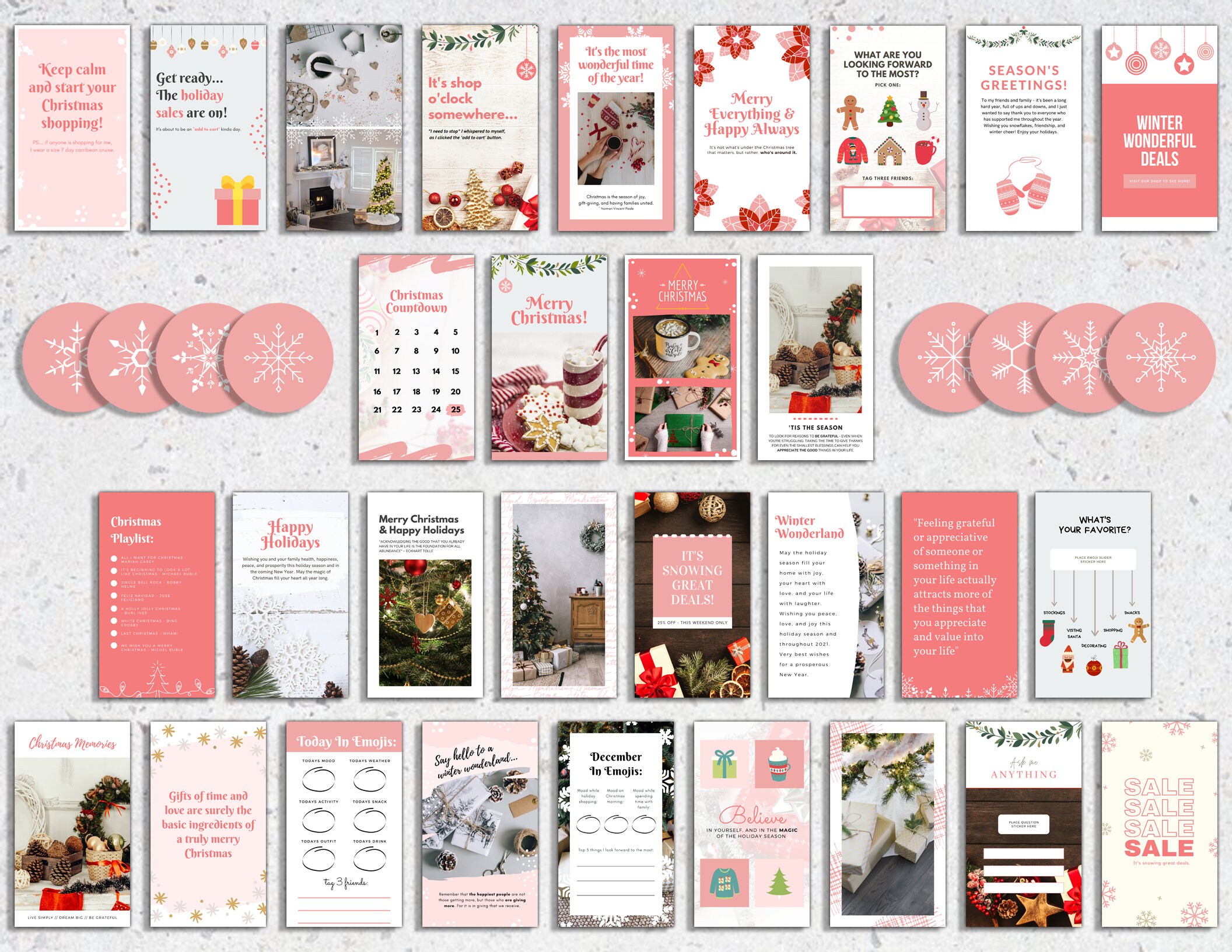 30 CHRISTMAS Canva Instagram Templates Bundle Instagram Stories, Social ...