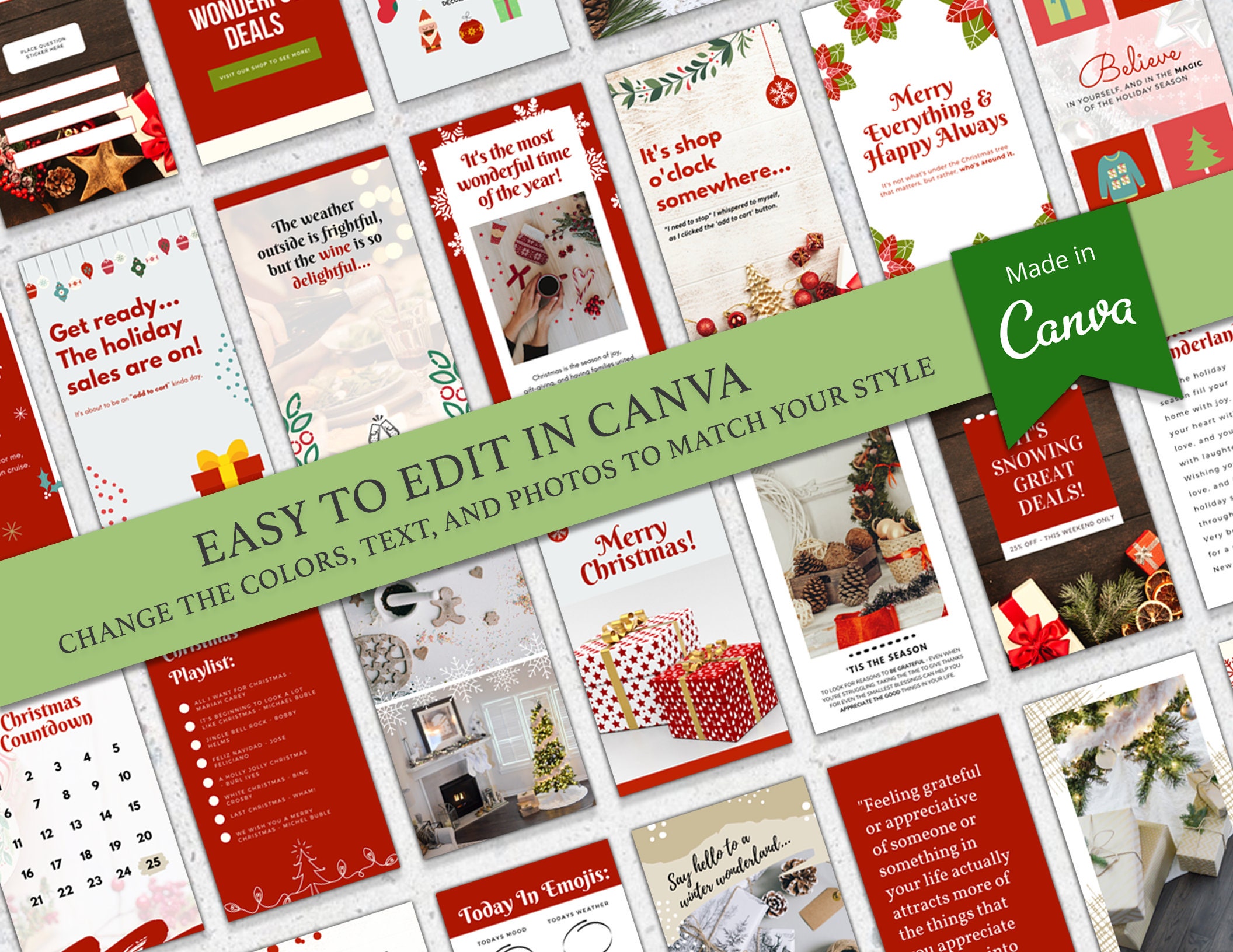 30 CHRISTMAS Canva Instagram Template Bundle Instagram Stories, Social ...