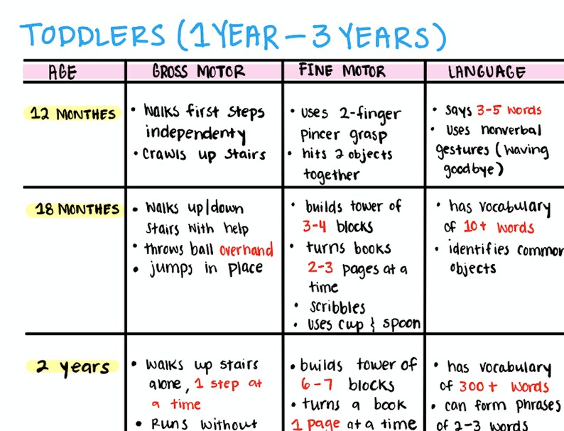 Pediatric Milestones nursing Notes - Etsy