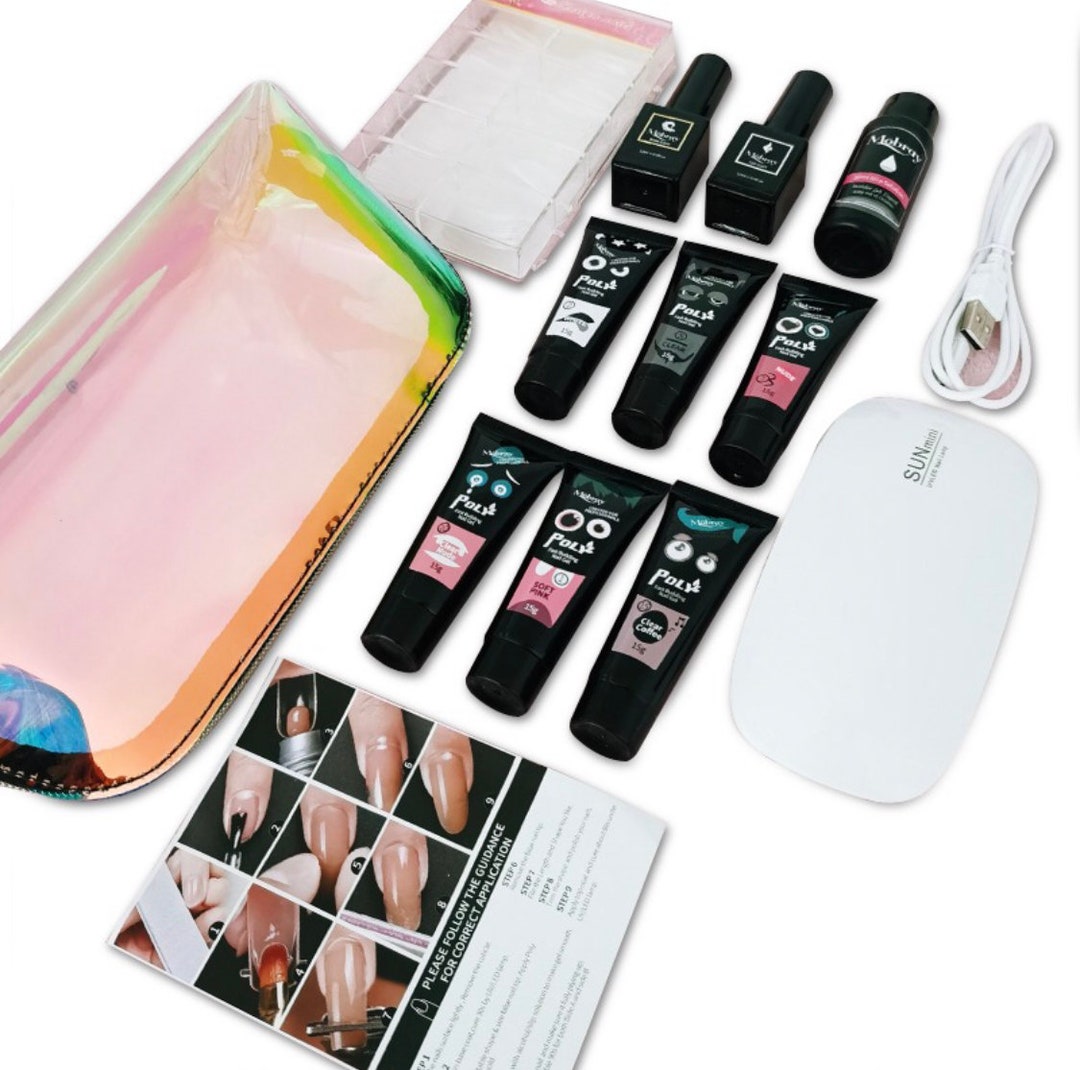 Mobray Poly Gel Nail Kit, 6 Color Poly Gel Set W/ Free Gift Carry Bag ...