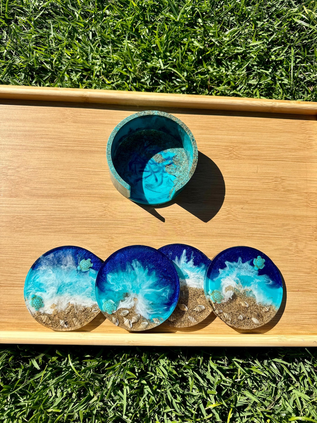 Epoxy Resin Coaster Set of 4 and Holder - Etsy