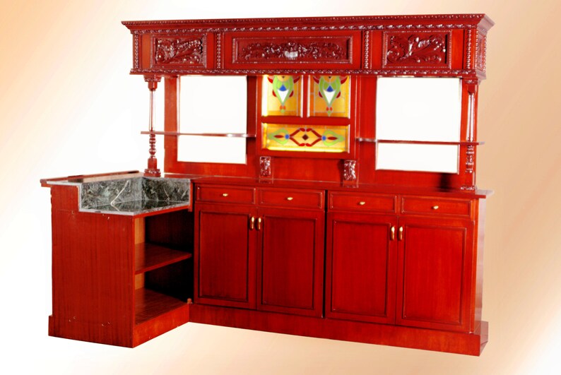 9ft Maple Pub Bar With Mahogany Finish - Bar Set Furniture - Bar 281 - Etsy