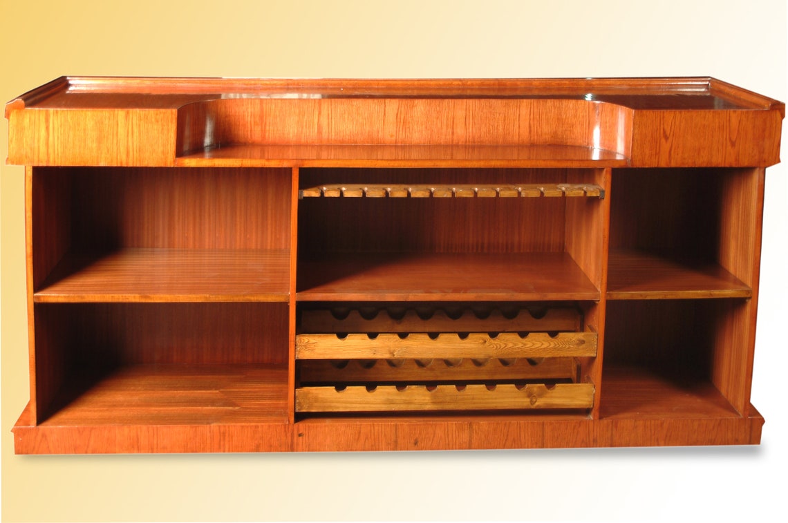 10ft. Oak Wood / Cocktail Bar With Marble Top - Bar Cabinet - Bar ...