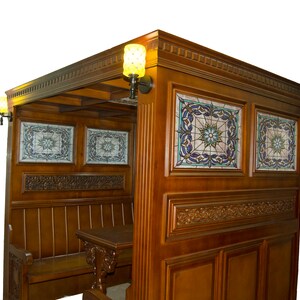 8.0 Ft. Oak Wood Restaurant Booth Seating/benches With Tiffany Glass ...