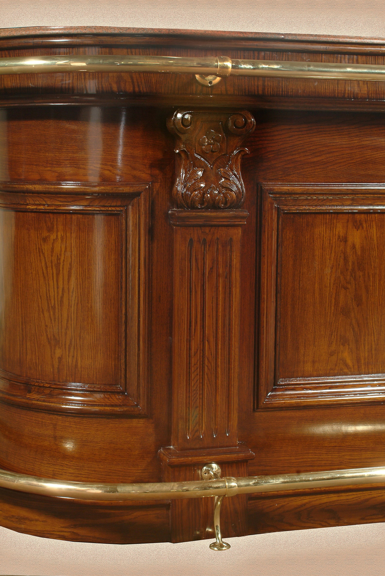 8.5 Ft. Oak Wood Cocktail Bar With Marble Top - Recreation Furniture ...