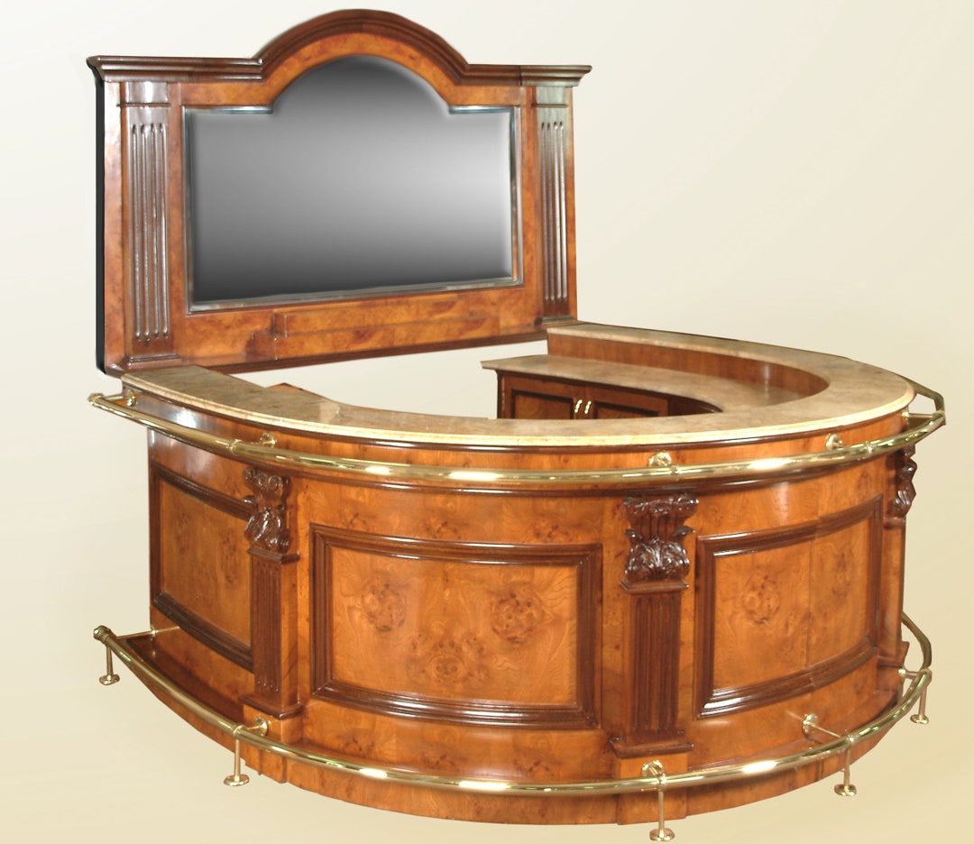 8ft. Beechwood Horseshoe Wooden Home Bar - Bar 276MIR - Etsy