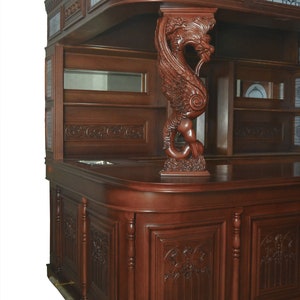 9 Ft. Oak Wood Cocktail Dragon Bar With Wooden Top – Bar 6406 - Etsy