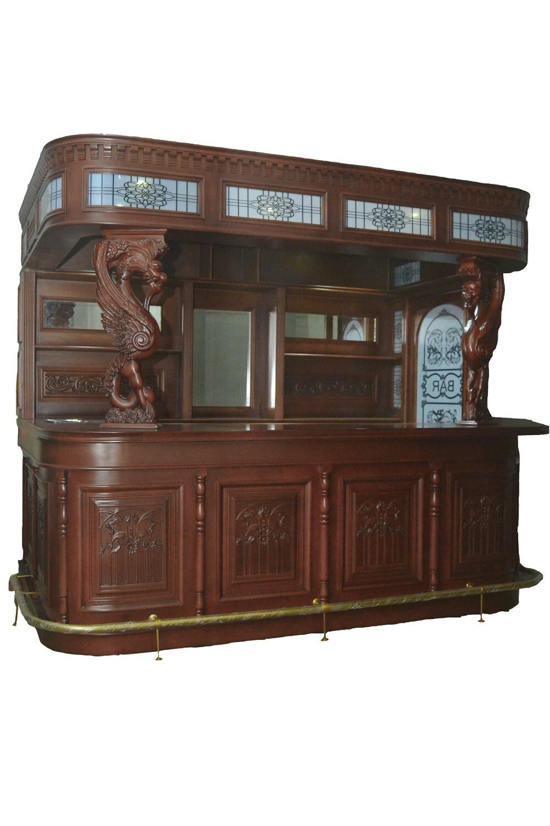 9 Ft. Oak Wood Cocktail Dragon Bar With Wooden Top – Bar 6406 - Etsy