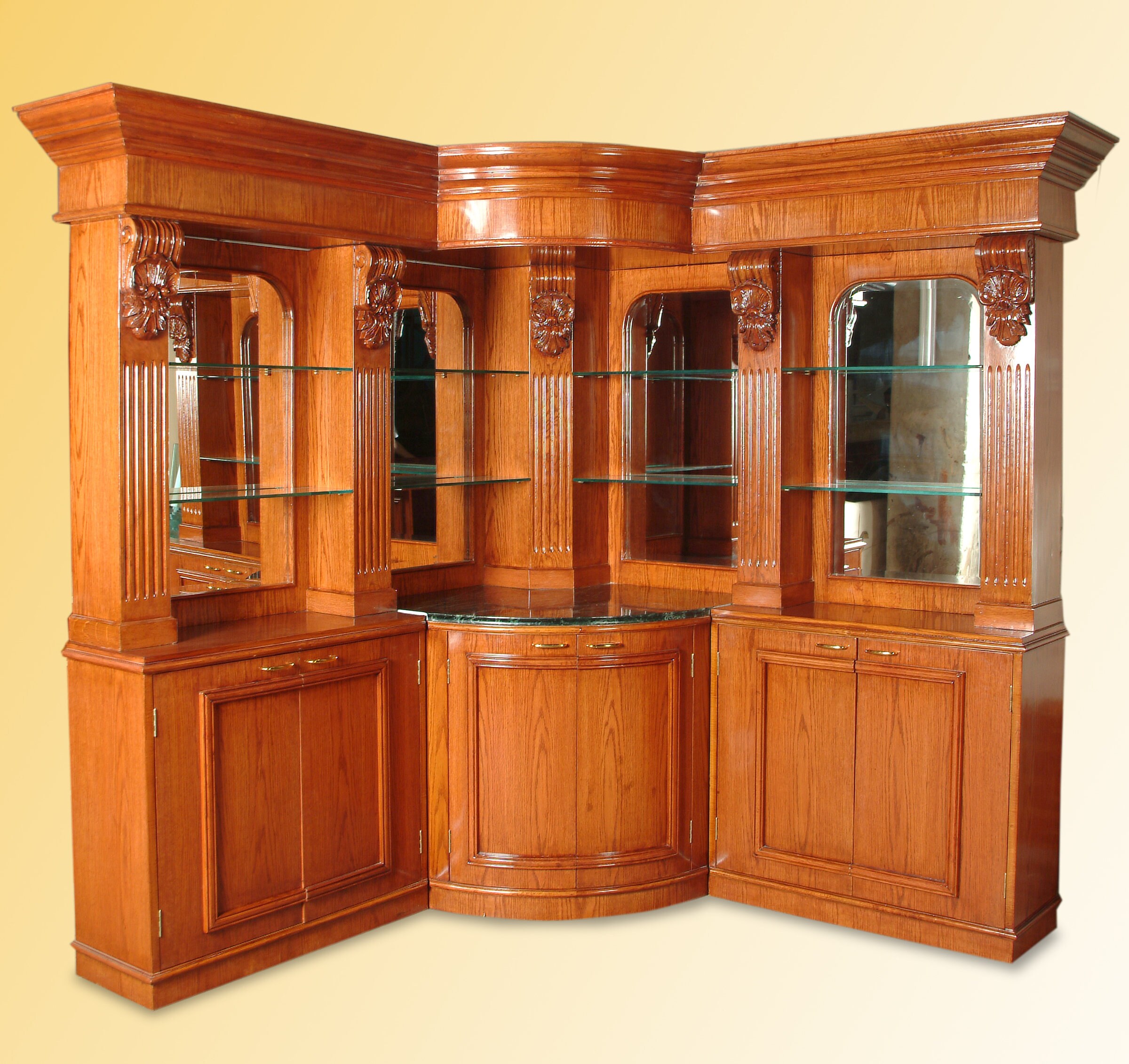 10ft. Oak Wood / Cocktail Bar With Marble Top - Bar Cabinet - Bar ...