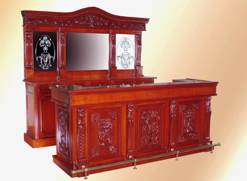8ft Maple Home Bar – Mahogany Finish & A Marble Top - Bar 280 - Etsy
