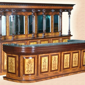 9 Ft Inlaid Beechwood / Walnut Home Bar - Cocktail Bar - Bar 129 - Etsy