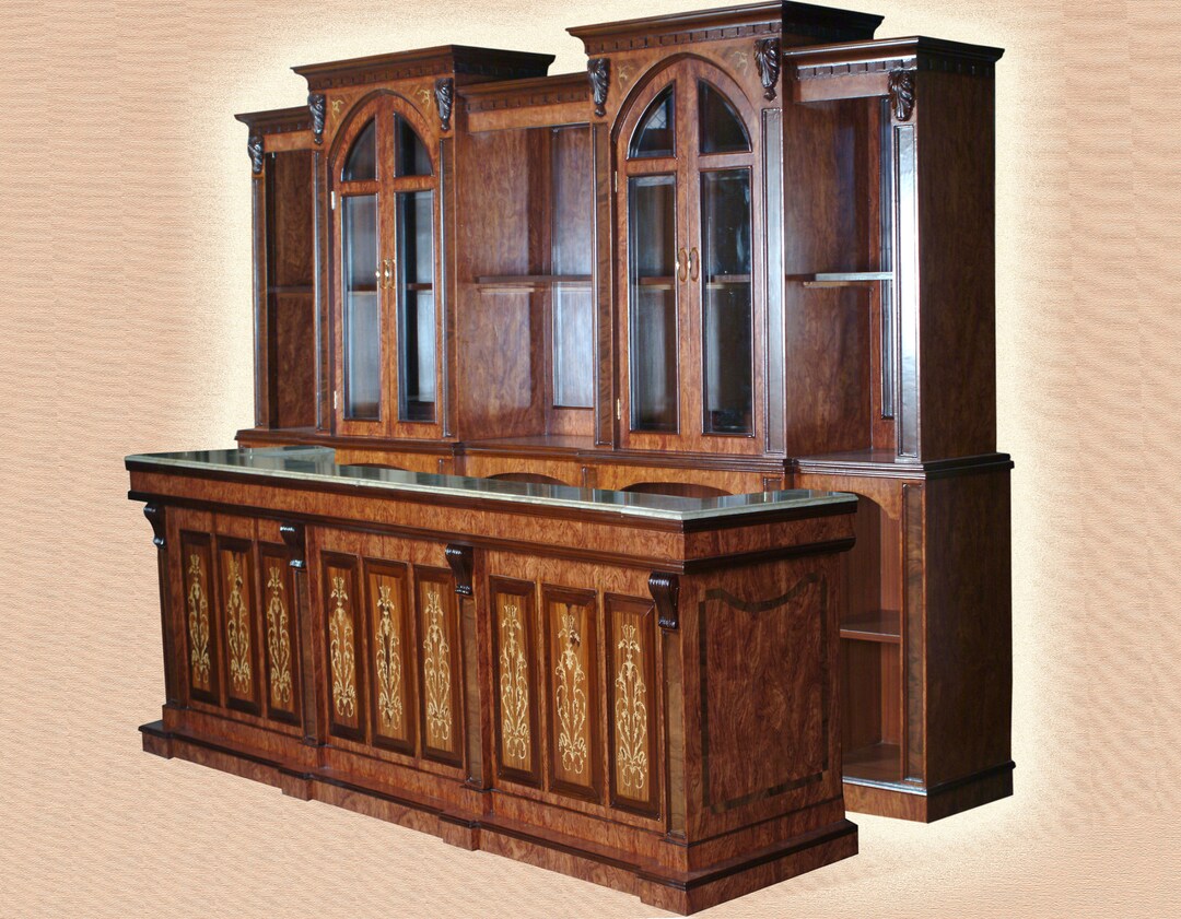 12 Ft Inlaid Beechwood / Walnut Cocktail Bar - Recreation Area Bar ...