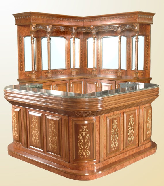 6 Ft. Beechwood Cocktail Bar With Marble Top Wine Bar - Etsy