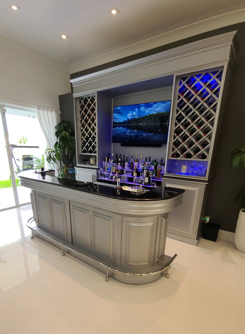 Silver Florida Style Bar Set With Wine Racks – WNL117 - Etsy