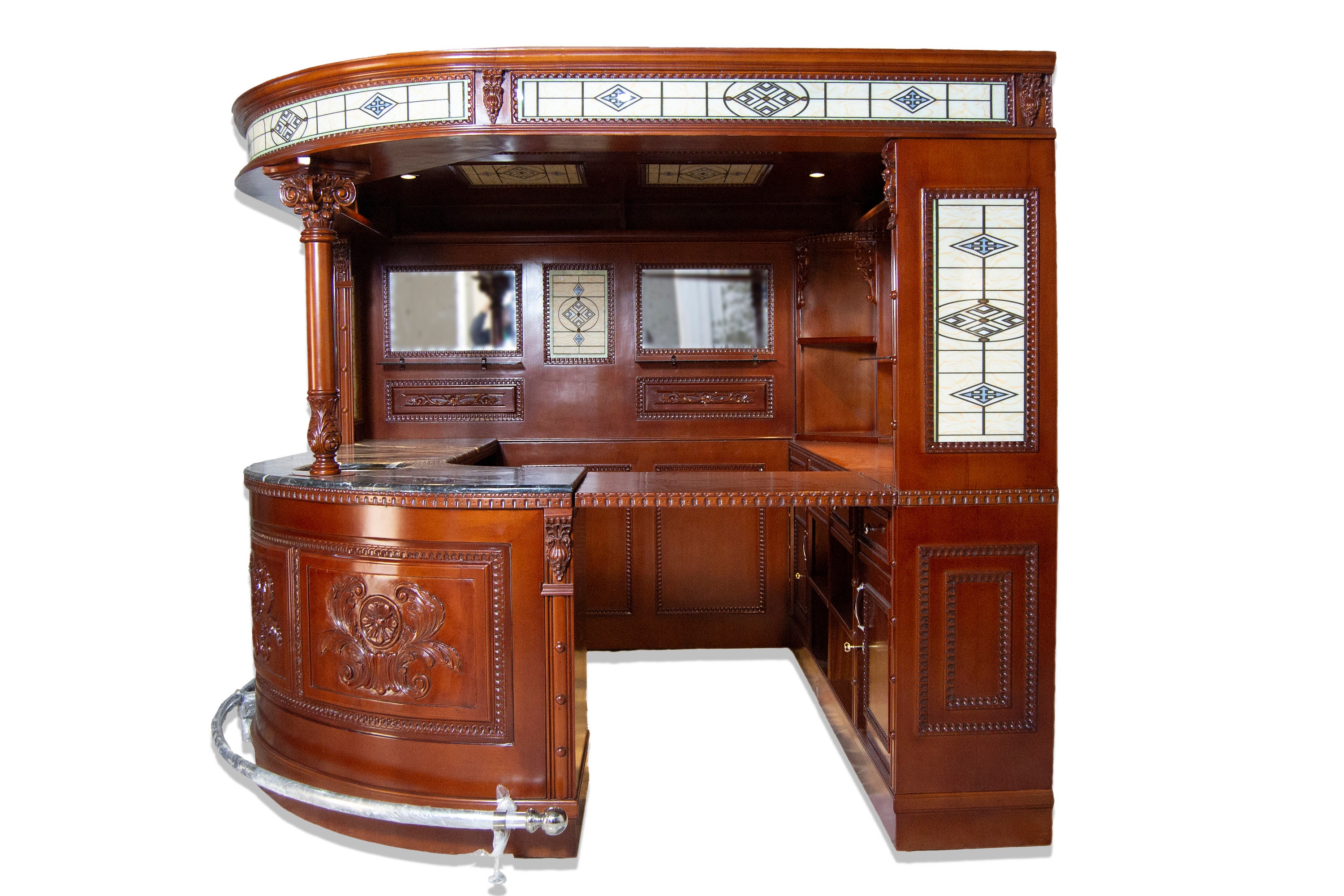 8.0 Ft. Canopy Oak Wood Cocktail Bar With Marble Top Bar - Etsy