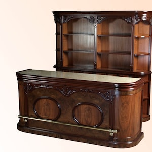 8ft Beechwood Cocktail Custom Bar With Marble Top - Basement Bar - Bar ...