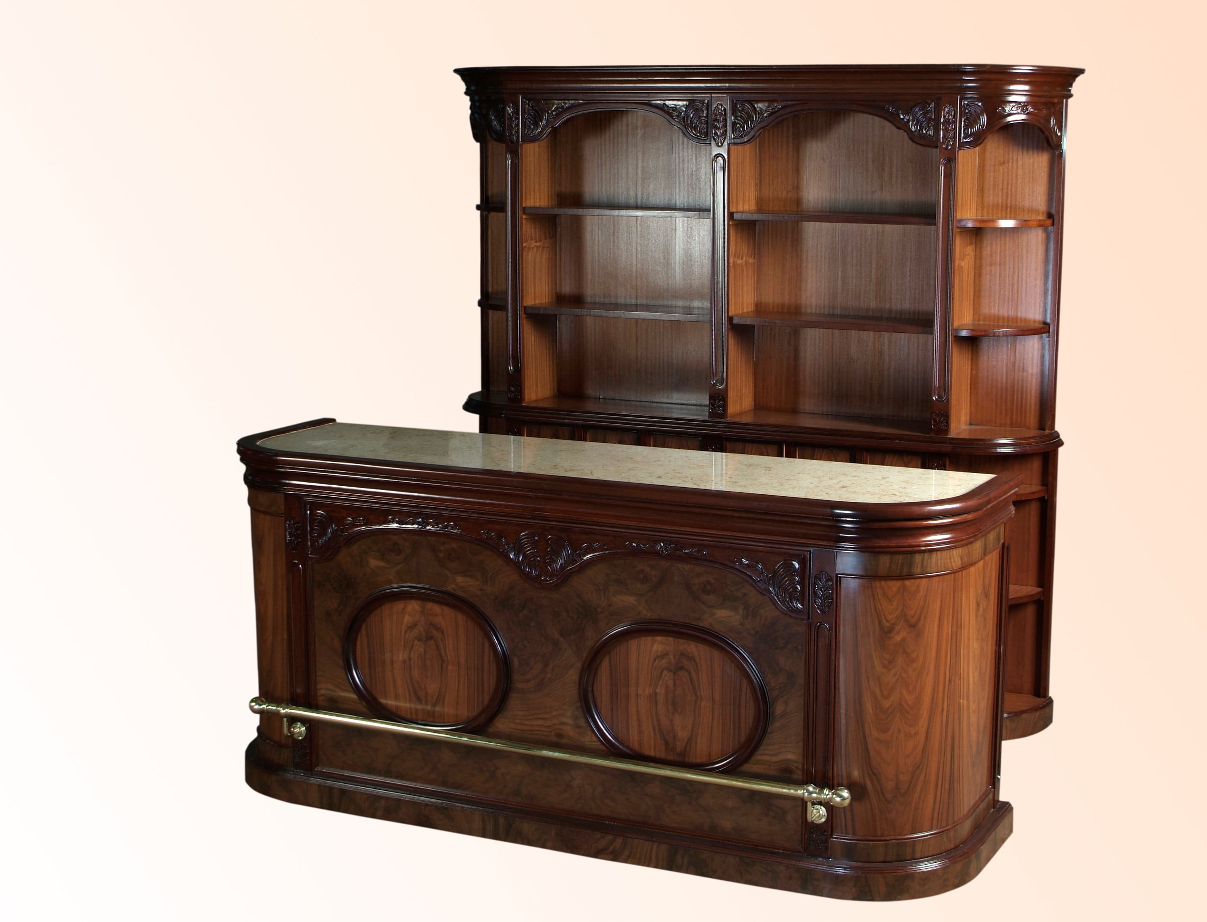 8ft Beechwood Cocktail Custom Bar With Marble Top - Basement Bar - Bar ...