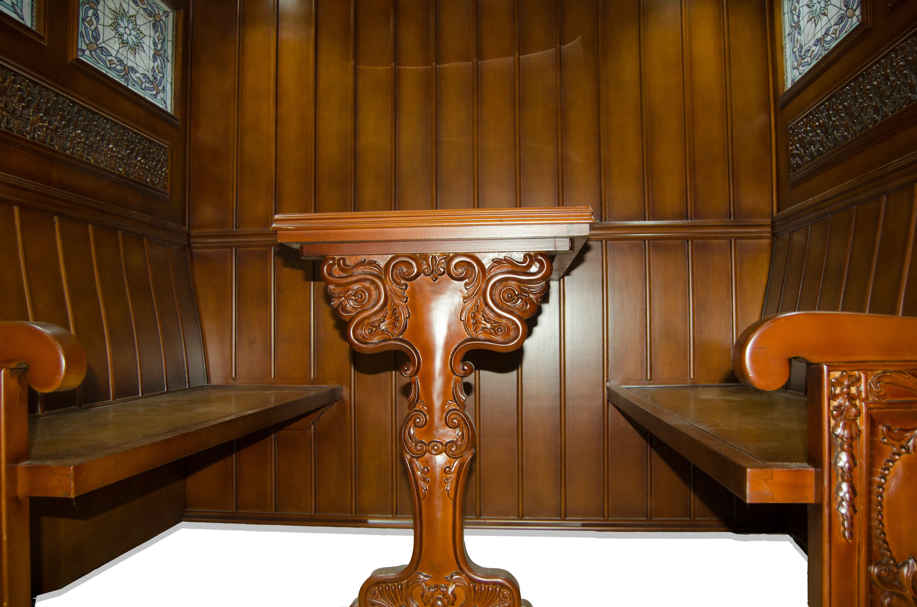 8.0 Ft. Oak Wood Restaurant Booth Seating/benches With Tiffany Glass ...