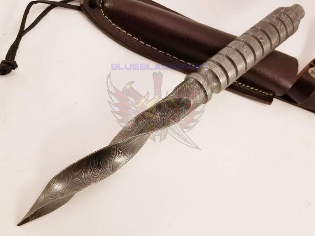 Damast Feste Klinge Messer Tri Dagger Handgeschmiedet Twisted Muster ...