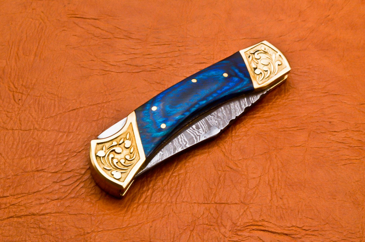 Custom Hand Made Damascus Steel Folding Pocket Knife with | Etsy