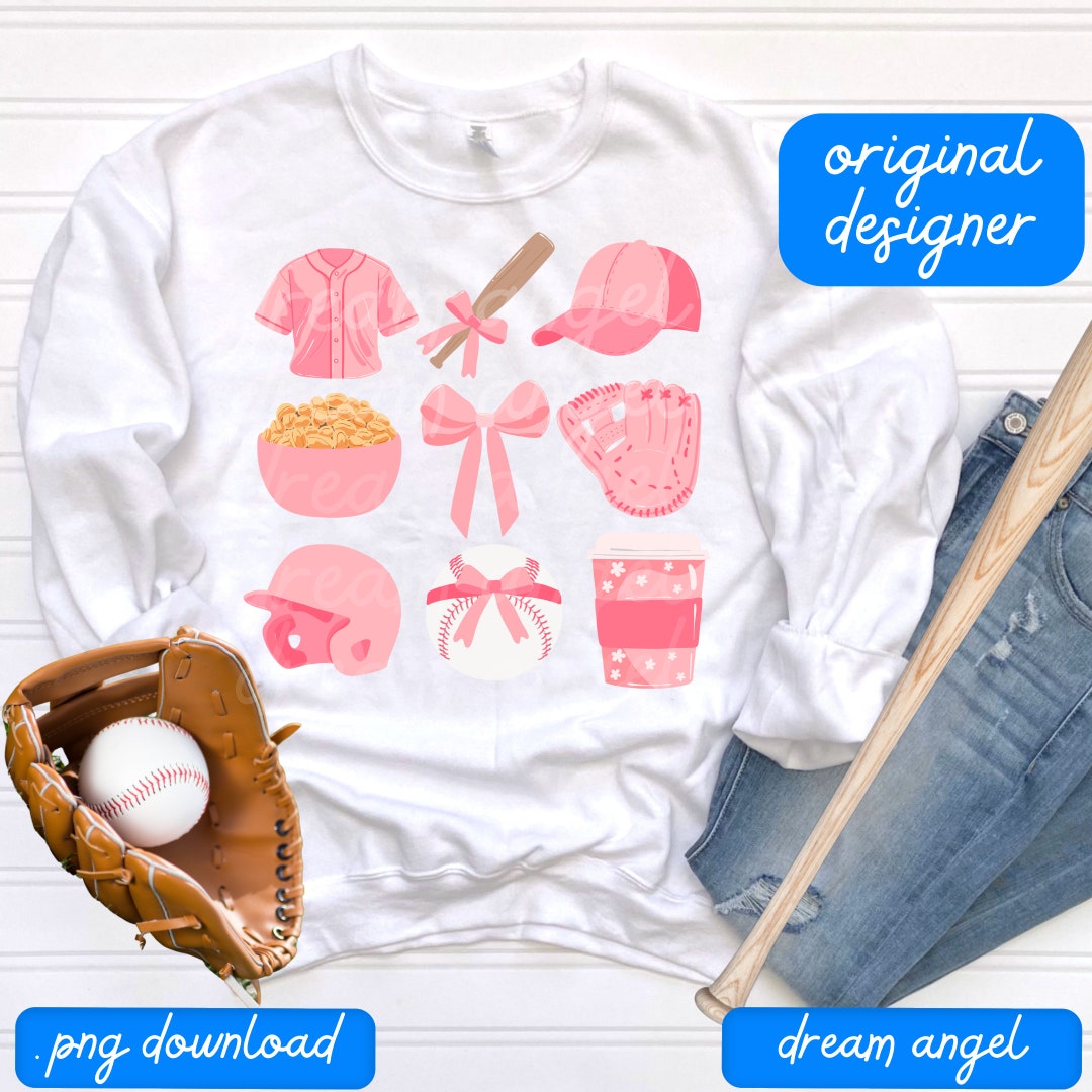 Coquette Baseball Png Pink Girly Baseball and Bows Game Day Sidelines ...