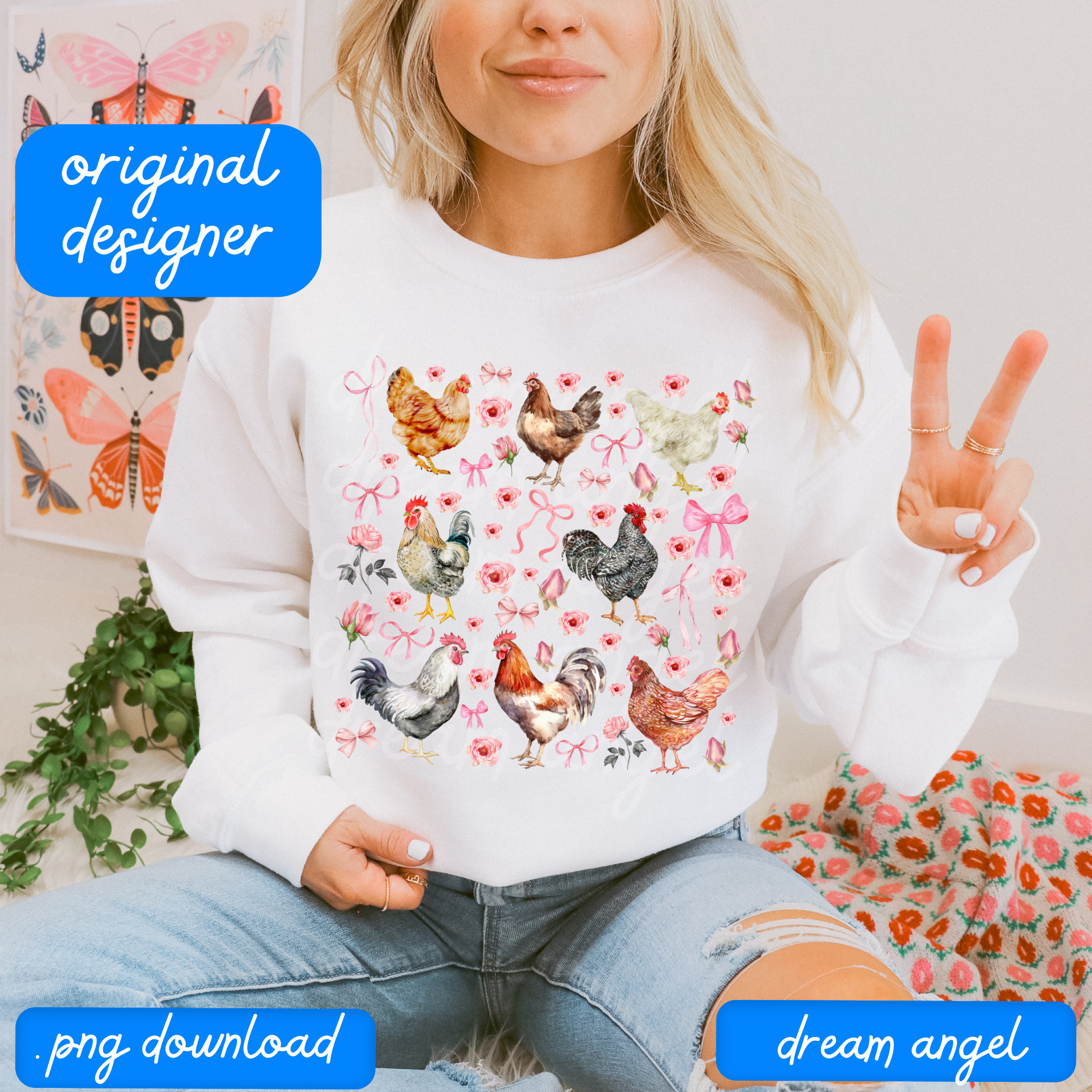 Kokette png 3x3 design Cottagecore ästhetik huhn Baby Tier Shirt ...