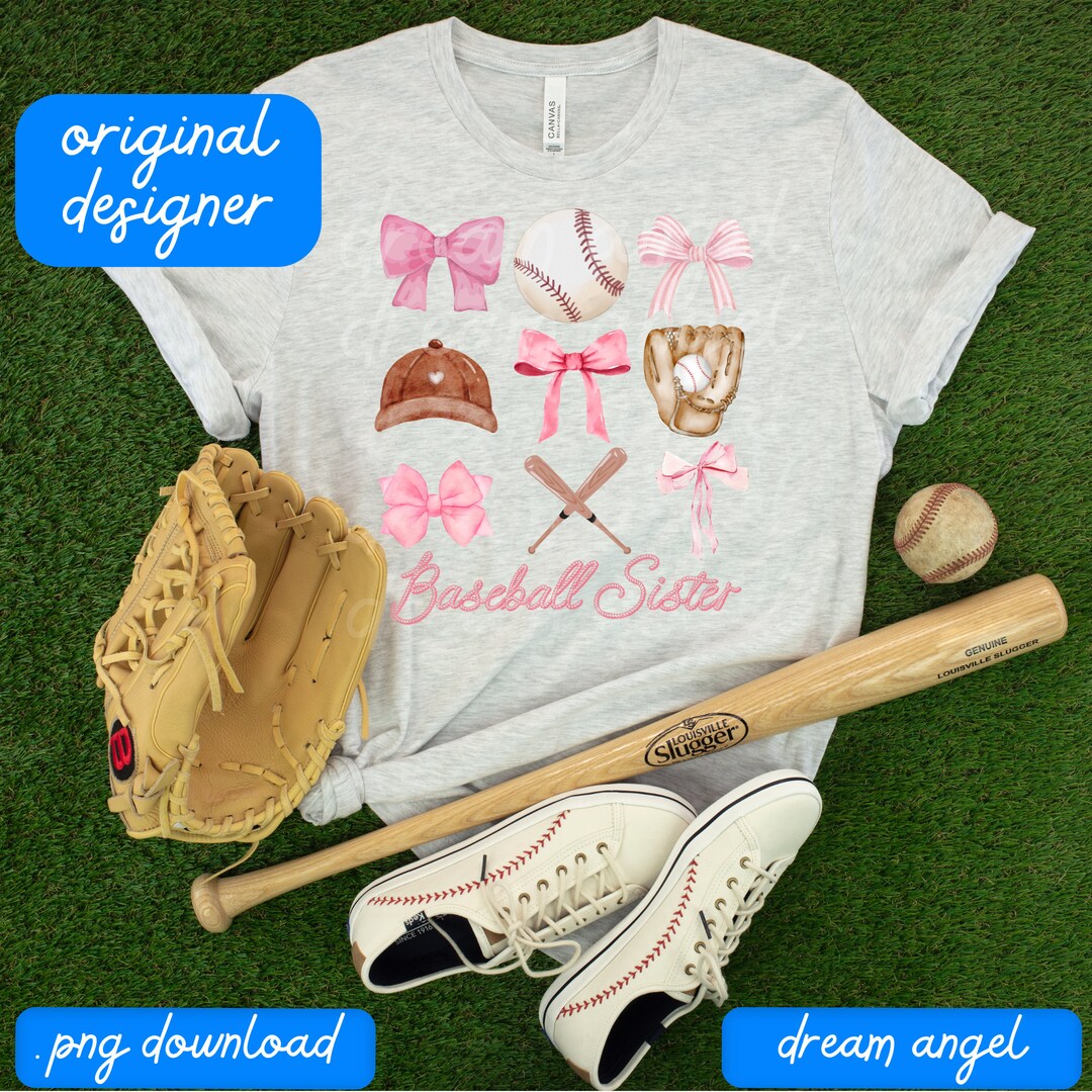 Baseball Sister Png Pink Girly Baseball and Bows Game Day Sidelines Era ...